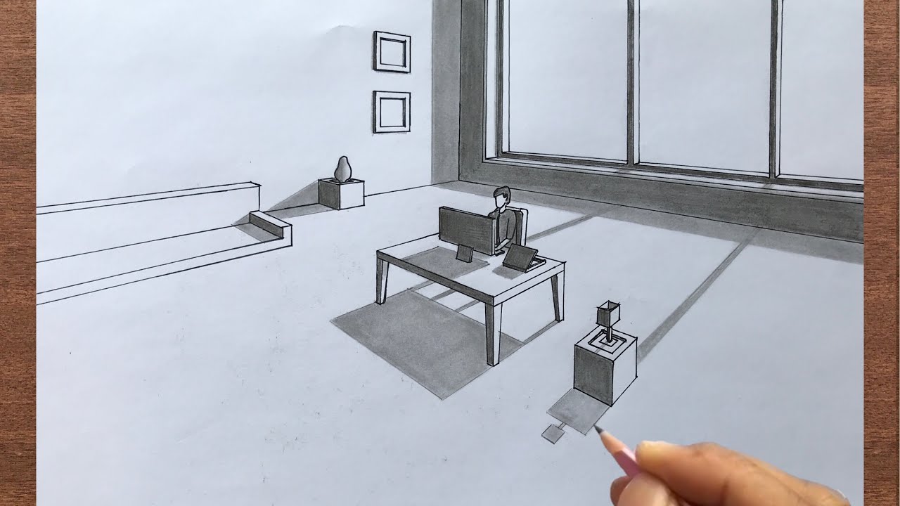 How to Draw an Office in 2 Point Perspective - YouTube