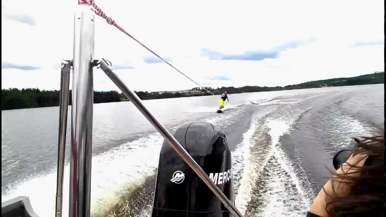 Fish Hawk 1650 pulling wakeboarder - YouTube