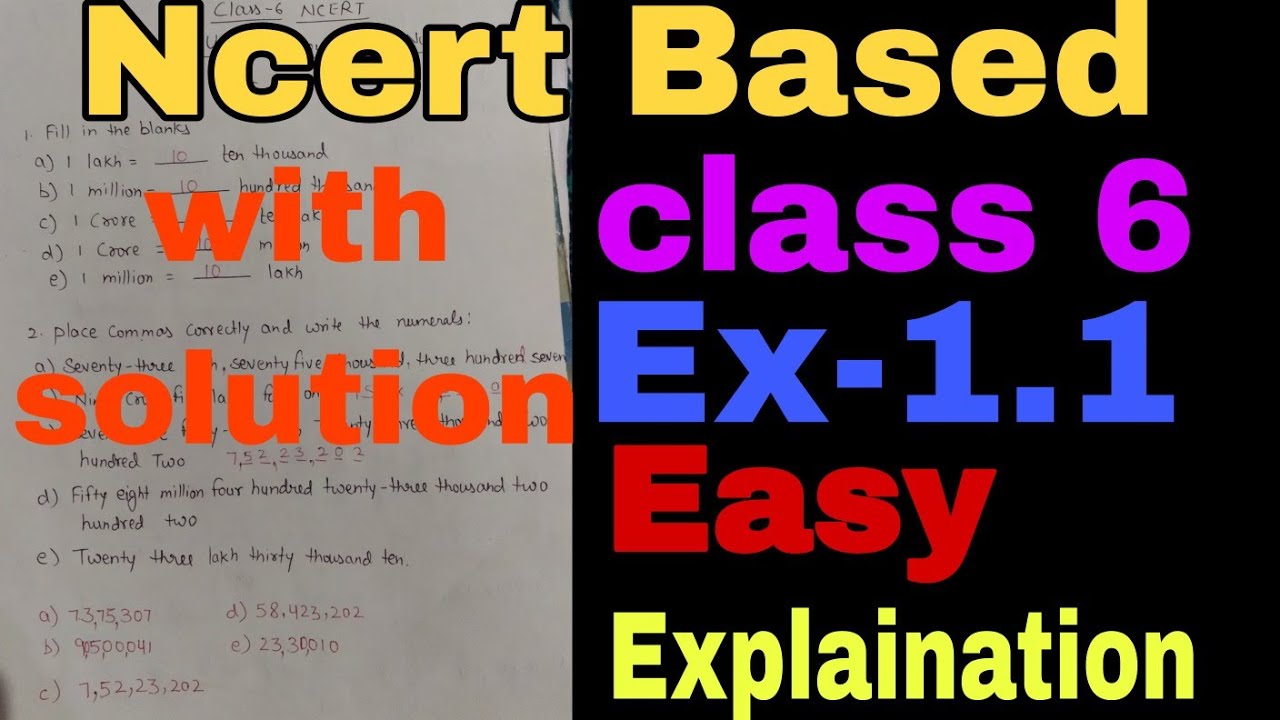 Ncert class 6 chapter 1 ex-1.1 with solution|| easy explaination ch-1 ...