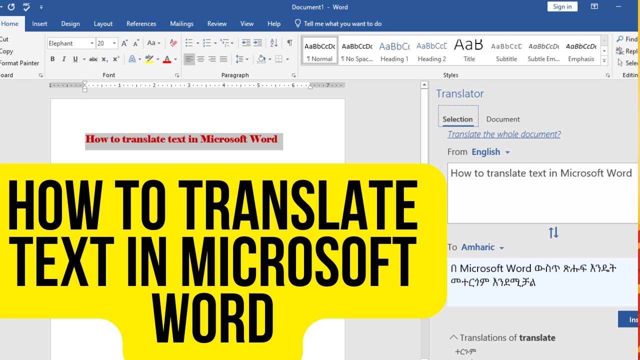 How to translate text in Microsoft Word||Microsoft Translator ...