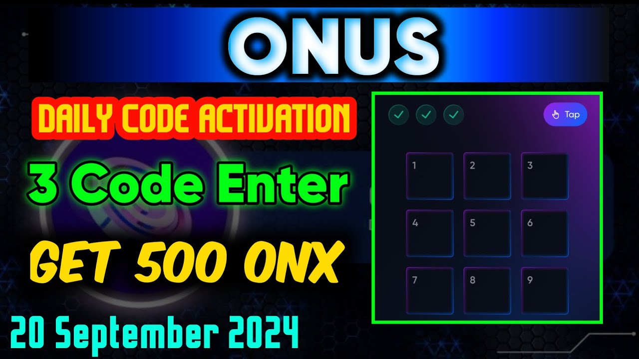 20 September ONUS Daily Code activation | Earn 500 ONX - YouTube