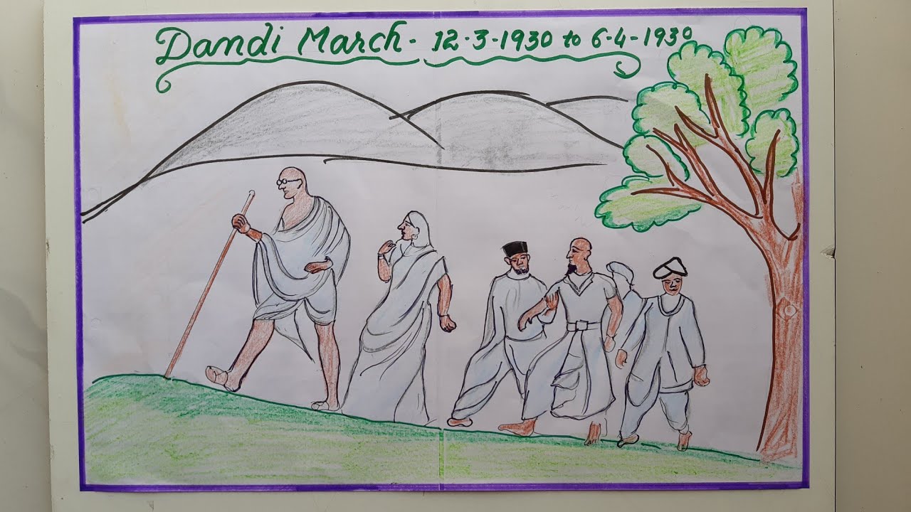 Gandhi Jayanti Drawing || Gandhi Jayanti Poster idea || Dandi March ...
