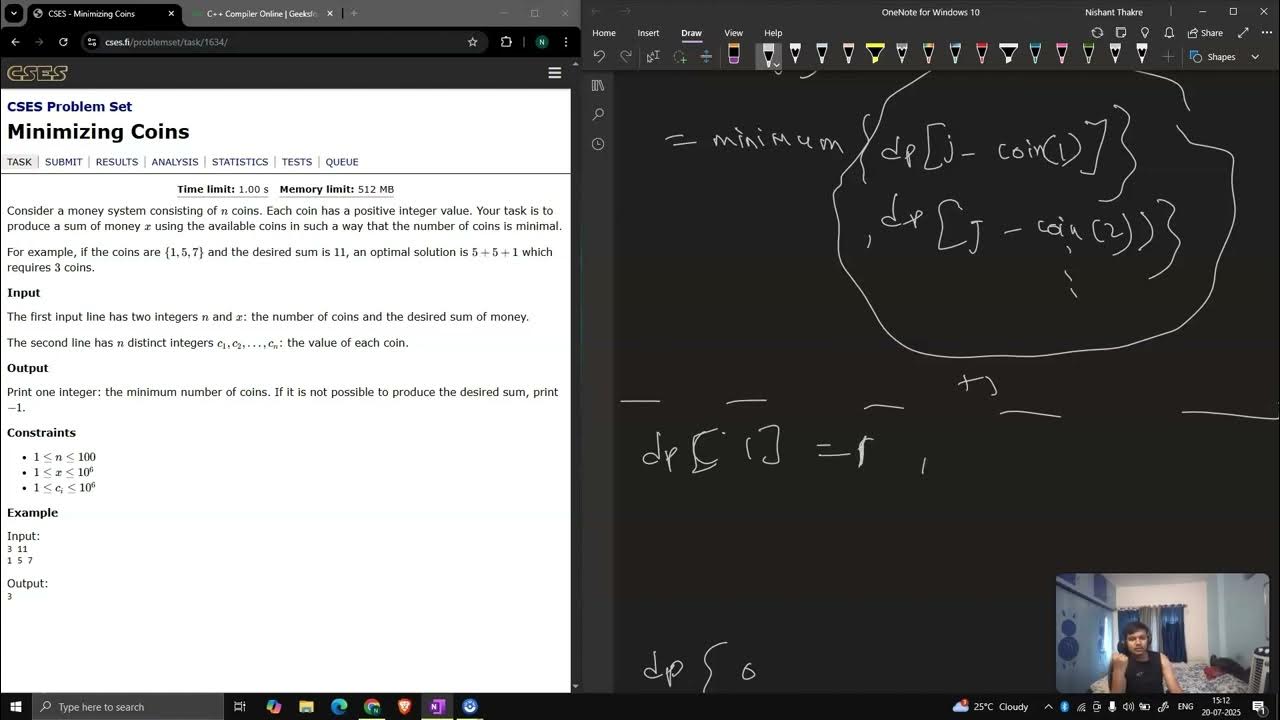 Daily DSA - Nishant (SDE, Amazon)| C++| Dynamic Programming - DP| CSES| Minimizing Coins| L-2 ...