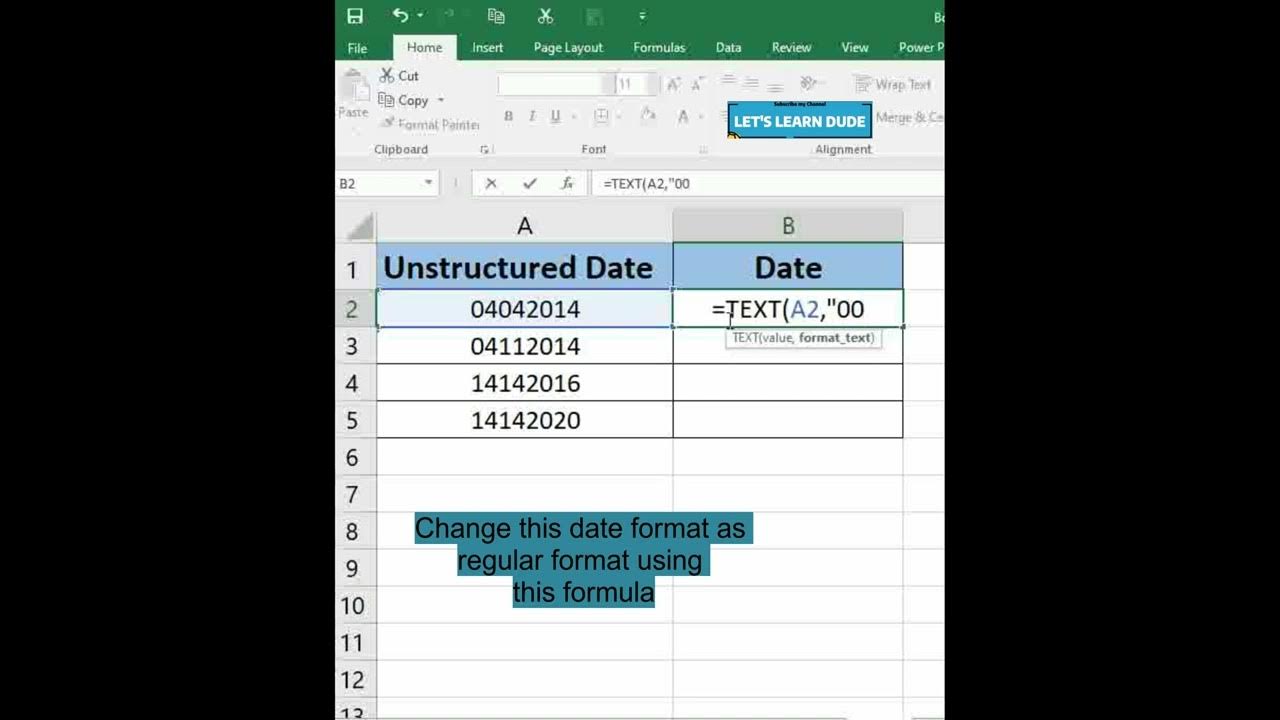 Excel - Convert unstructured date format into regular format - YouTube