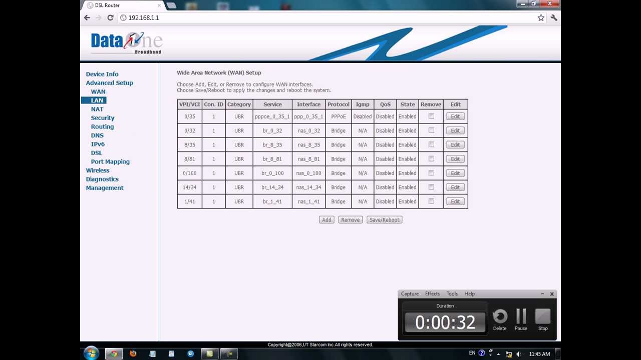 UTSTARCOM modem configuration - YouTube