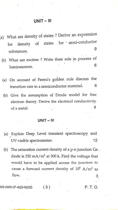 Question paper B.Tech (CSE) Semiconductor Physics 1st Semester (MDU ...