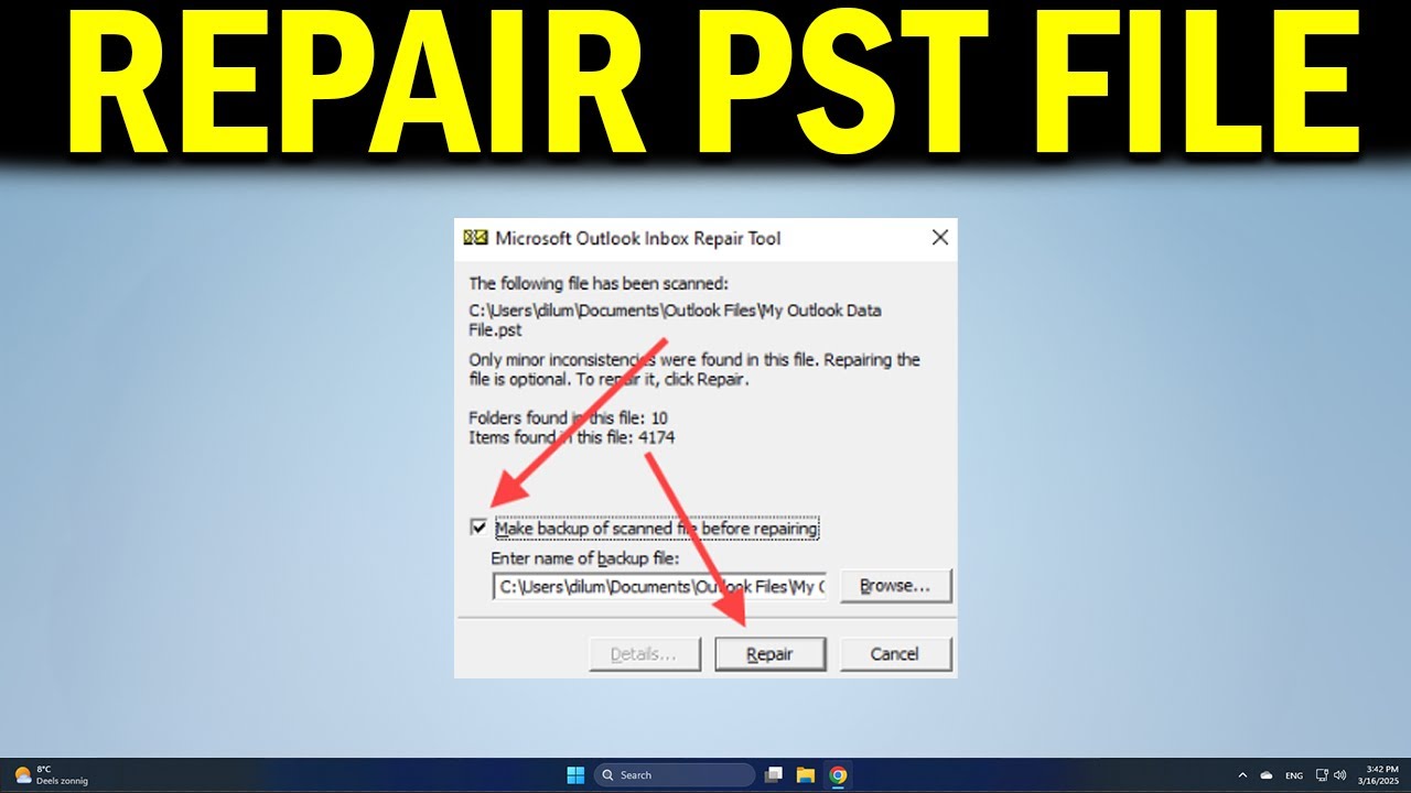 How To Repair PST & OST file Outlook 365 - Quick Fix - YouTube