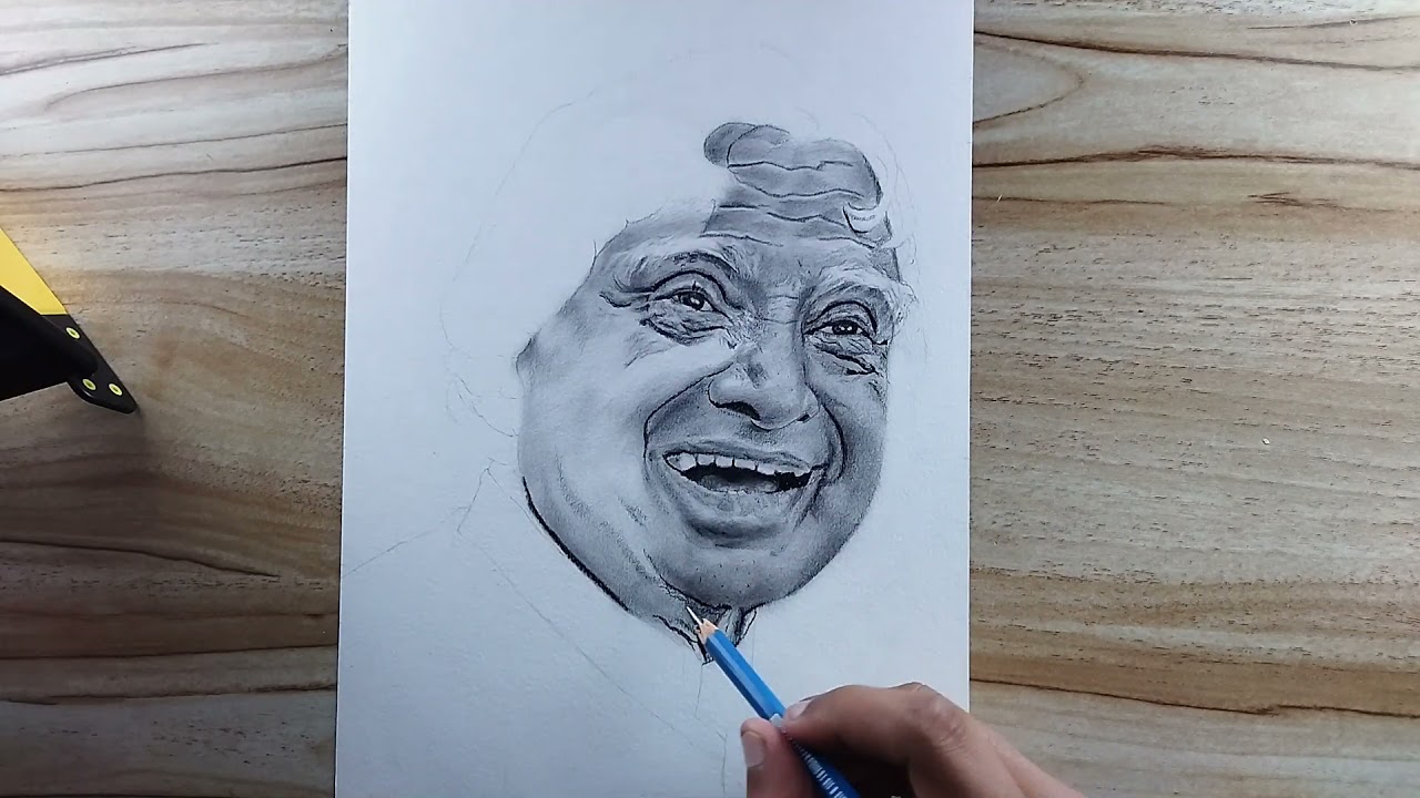 how to draw abdul kalam | sketch of abdul kalam - YouTube