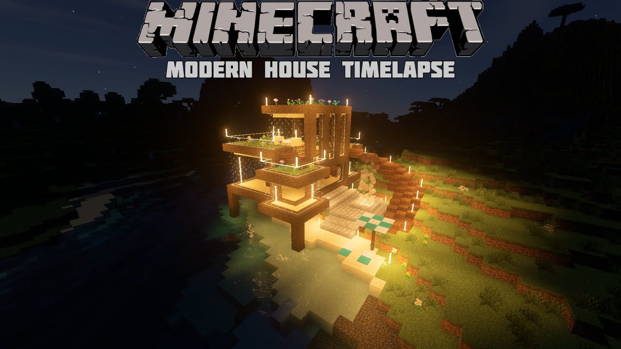 Minecraft Modern House Time-lapse - YouTube