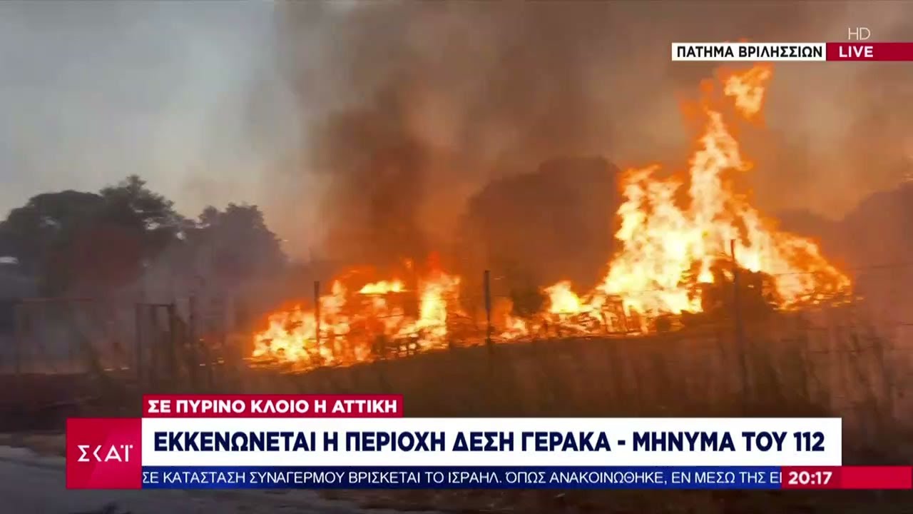 Τεράστιες φλόγες καίνε και στην περιοχή του Γέρακα – Συγκλονίζουν και ...