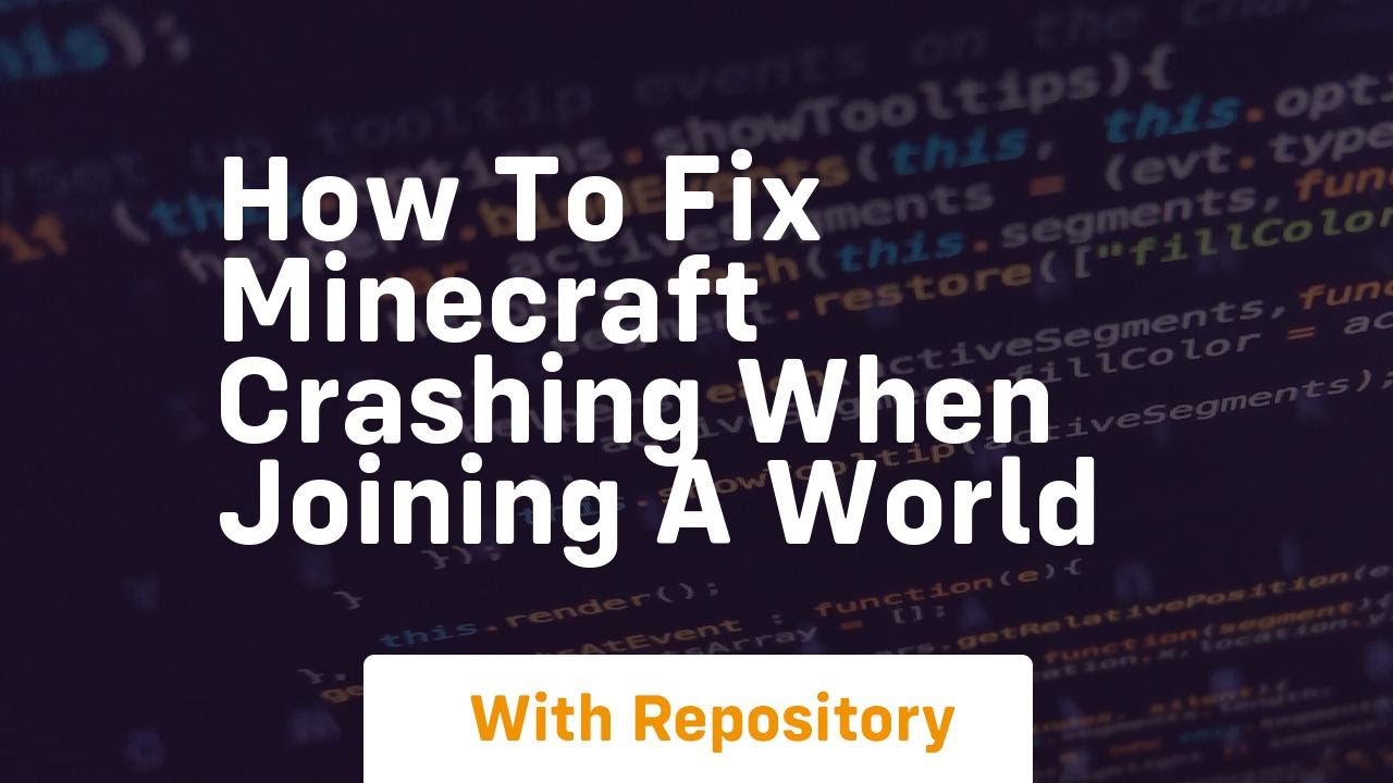How to fix minecraft crashing when joining a world - YouTube