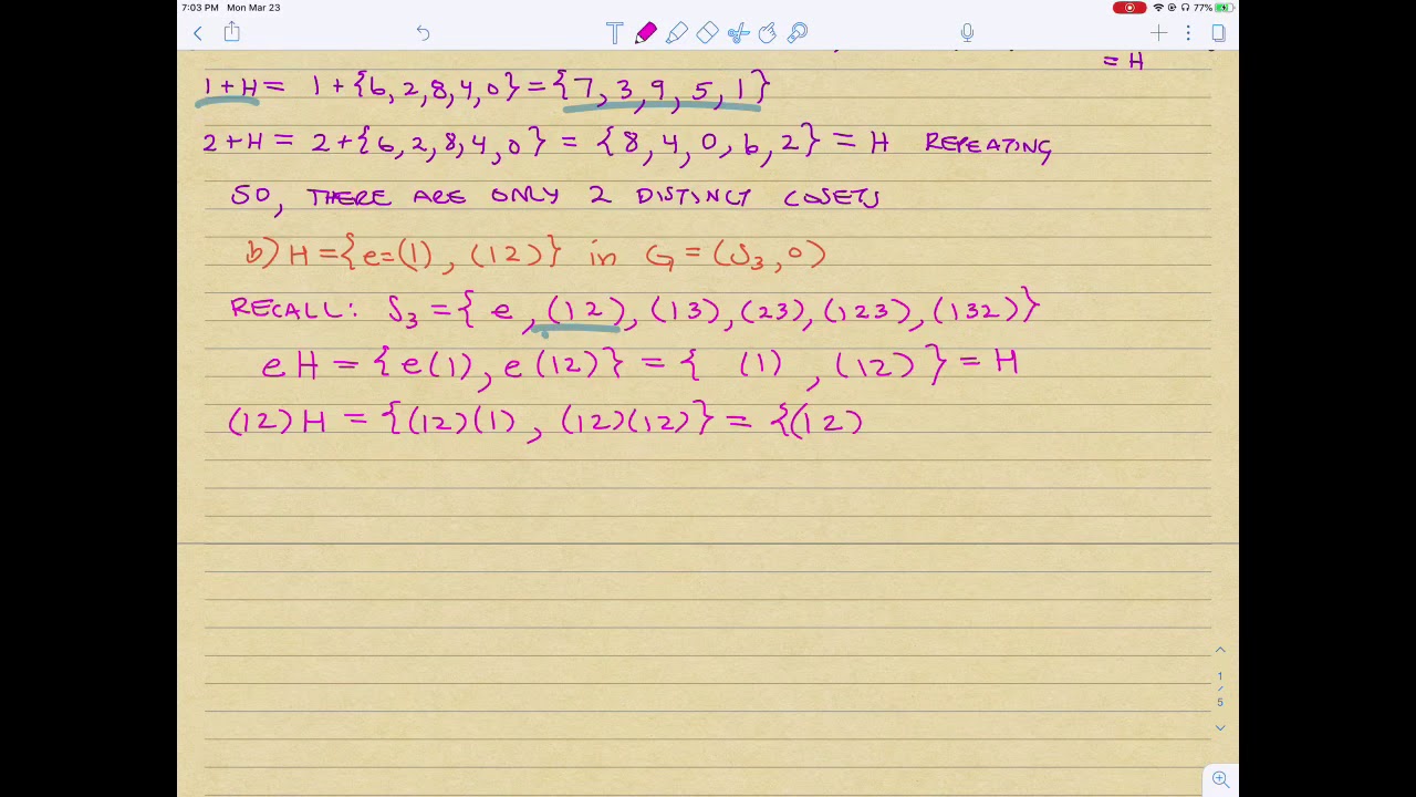 Abstract Algebra - Chpt. 7 - Cosets and Lagrange Theorem Part 1 - YouTube
