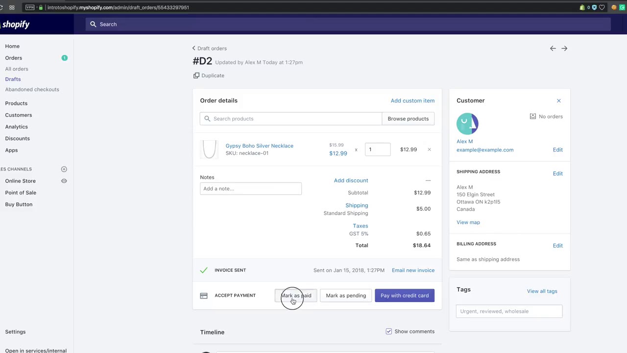 Accept Payments via Draft Orders Shopify Help Center - YouTube