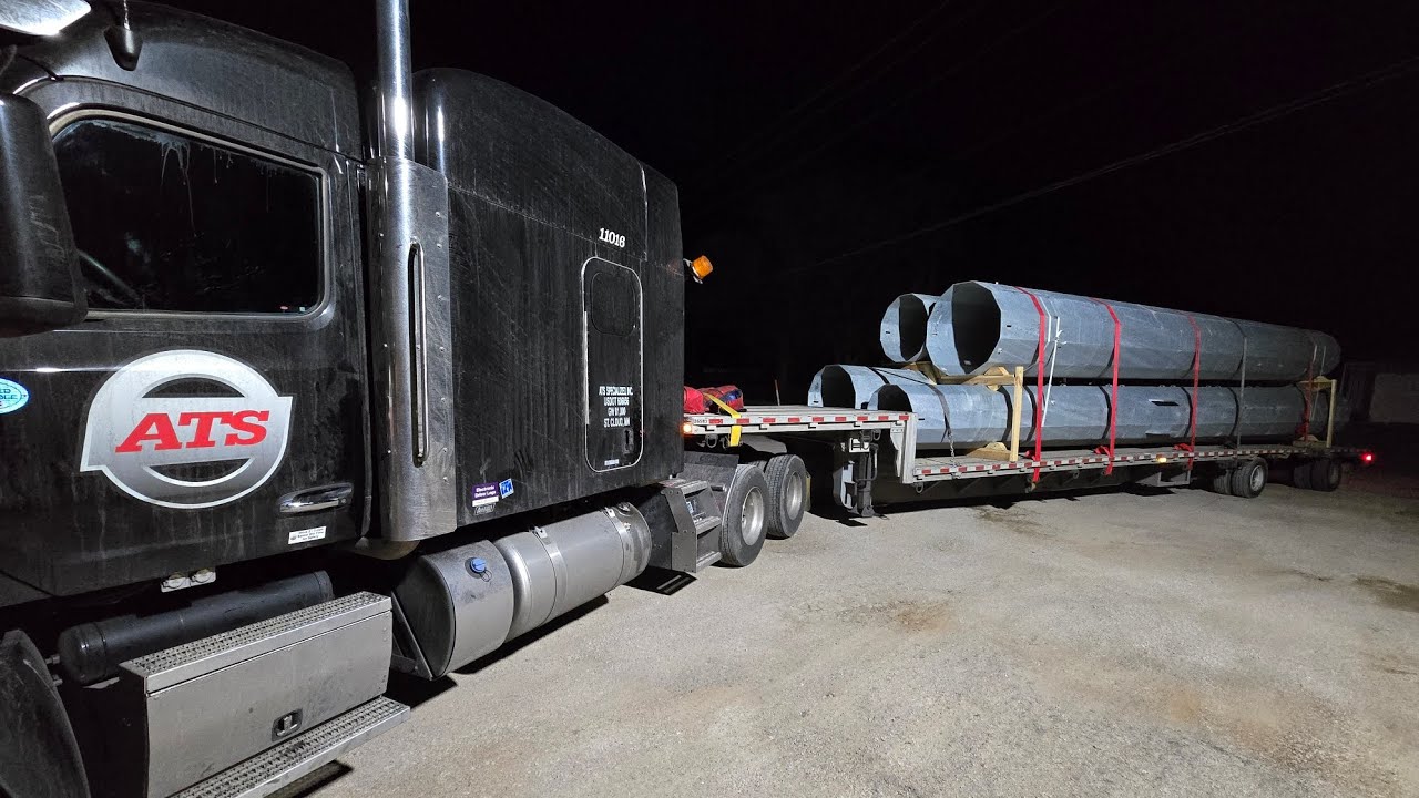 Winter trucking in -5 degree weather, Lumber and Galvanized poles ATS ...