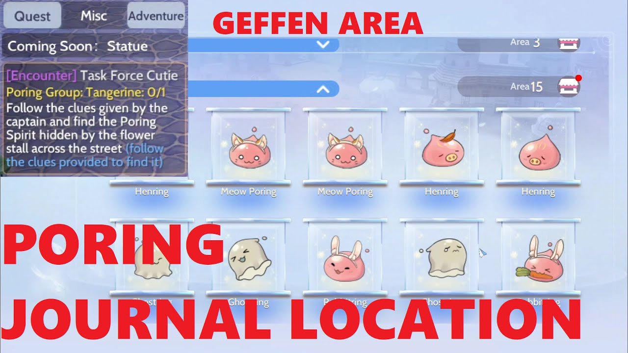 Poring Journal Location at Geffen Areas | Ragnarok Origin Global - YouTube