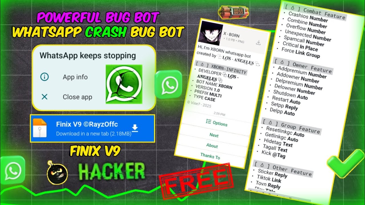 😈🐛 Whatsapp crash bug bot || finx v9 || WhatsApp crash || Android crash ...