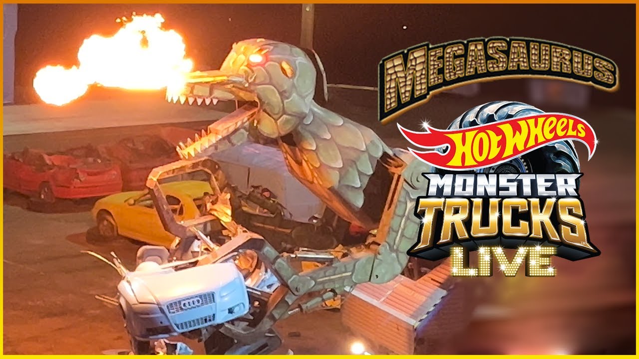 MEGASAURUS REX - HOT WHEELS MONSTER TRUCK LIVE - O2 ARENA LONDON - YouTube