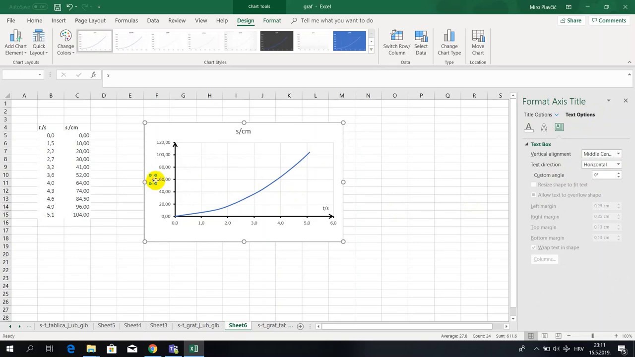 s-t graf jednoliko ubrzanog gibanja u Excelu - YouTube