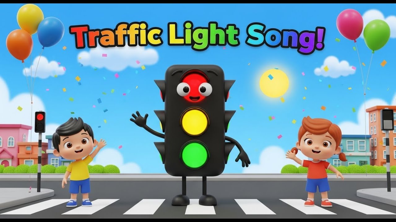🚦 Traffic Light Song for Kids | Learn Red, Yellow & Green | Educational ...
