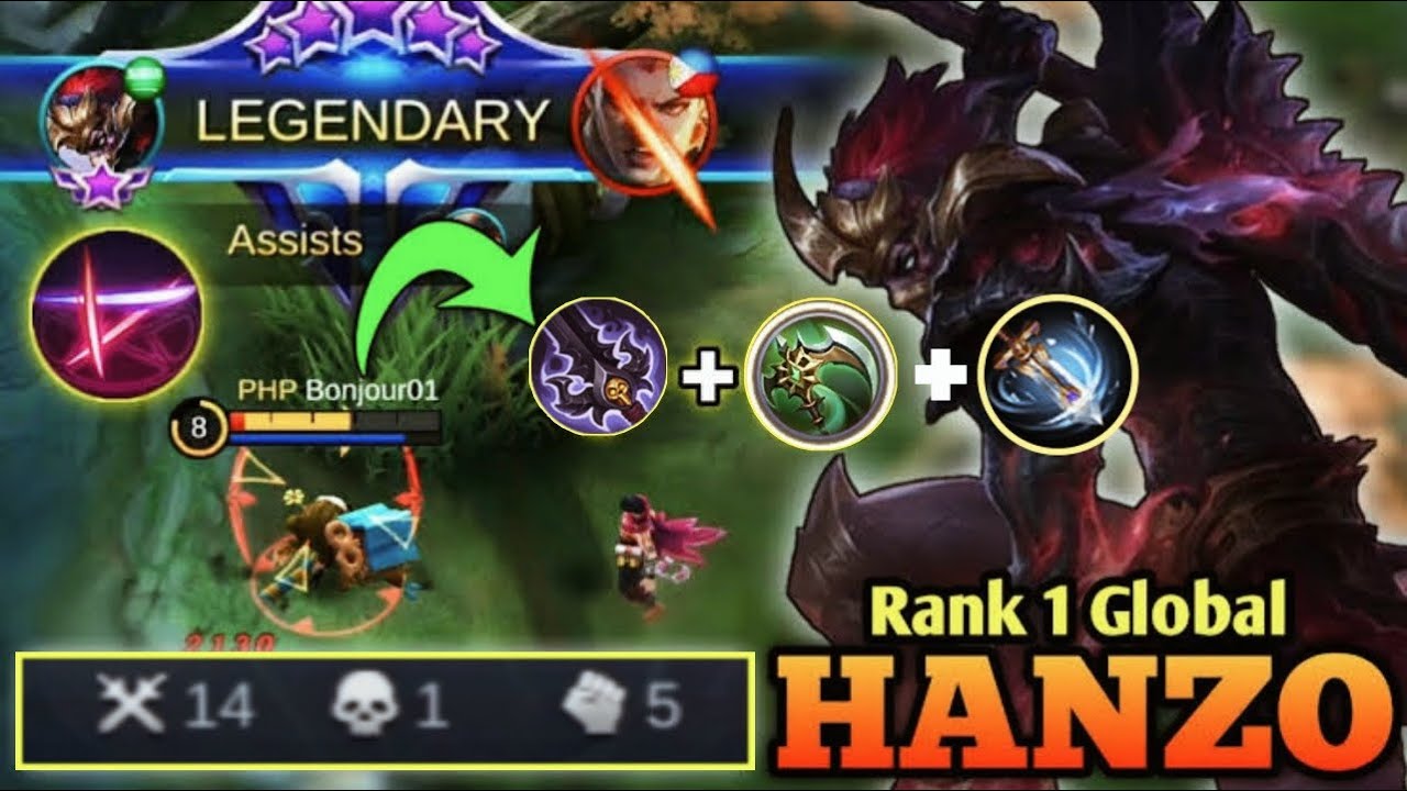 14 Kills!! Hanzo One Hit Delete - Build Top 1 Global Hanzo ~ MLBB build ...