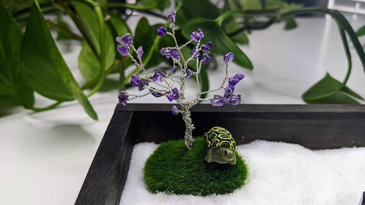 How To Make A Wire Wrapped Gemstone Tree | Zen Garden Tree Figurine DIY ...