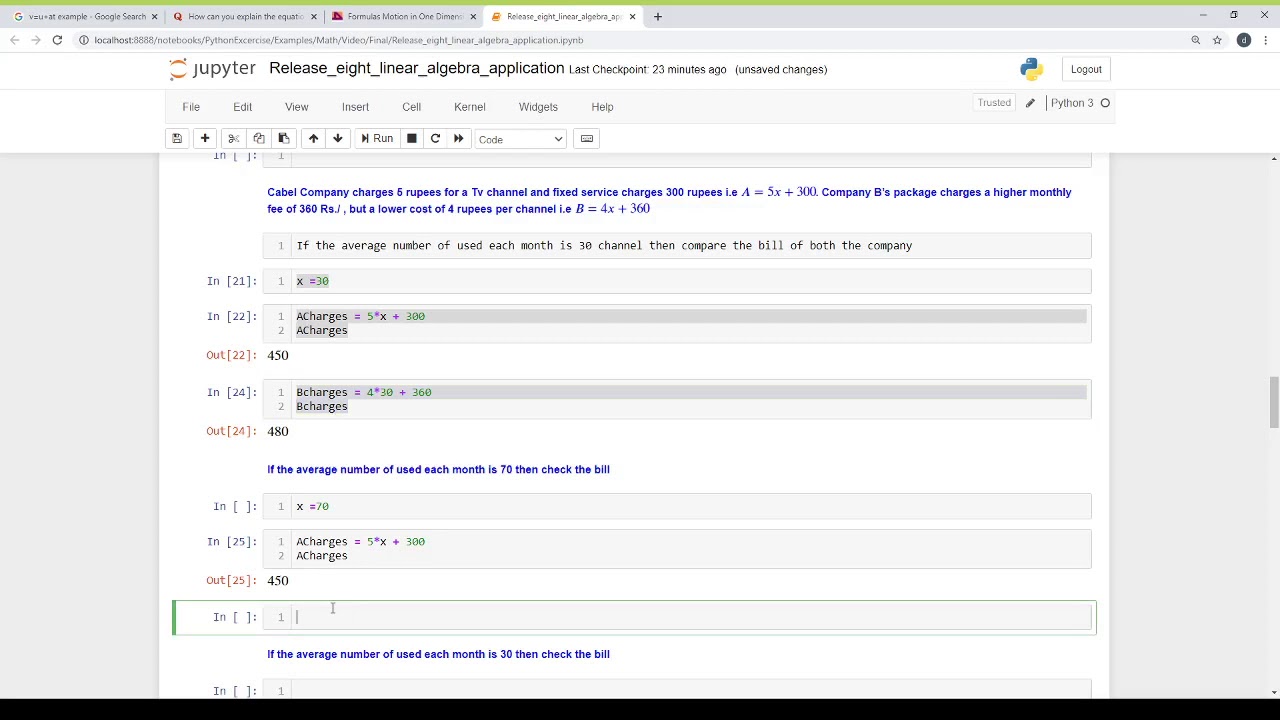 Real Life Application of Linear Equation Using Sympy Python Package ...