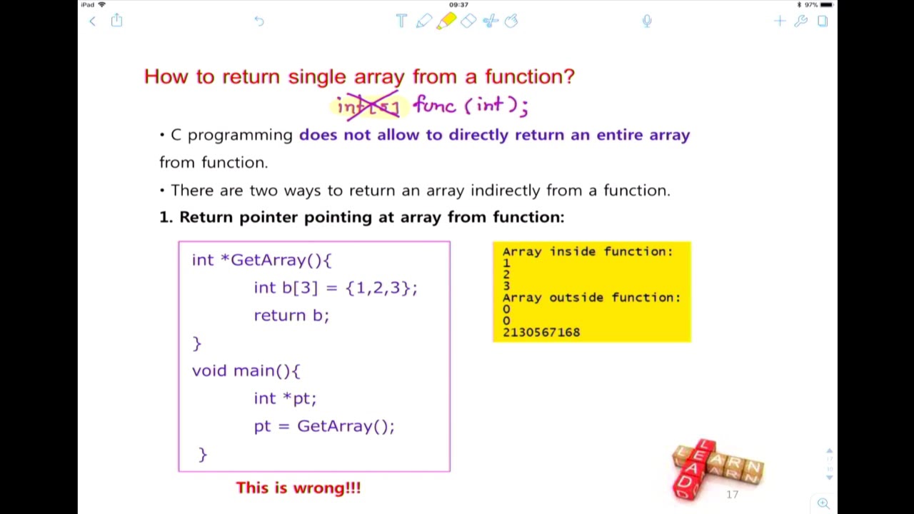 Computer Programming For Ee 112 Return Pointer From Functions Youtube