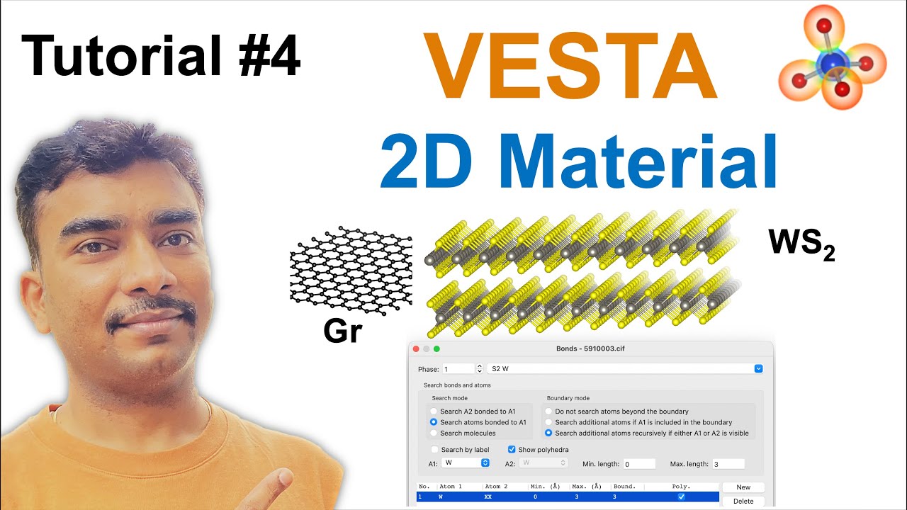 Create monolayer of 2D nanomaterial (graphene and WS2) with VESTA # ...