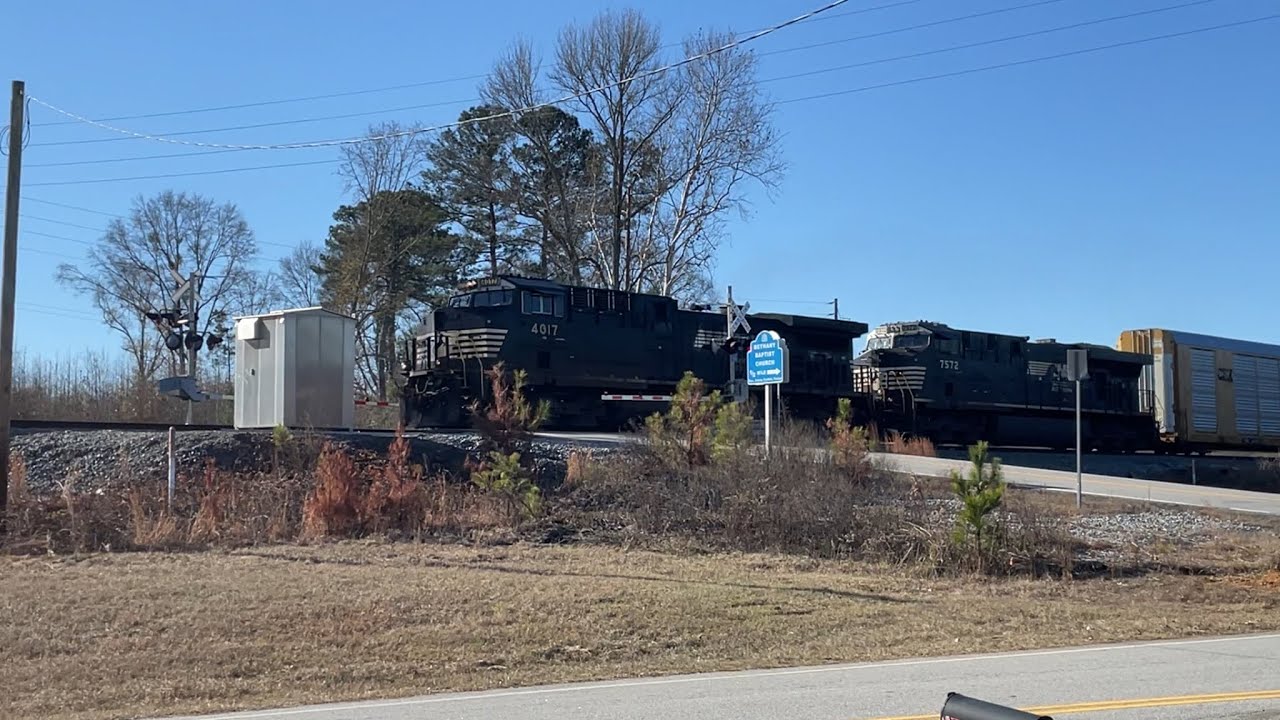 NS 4017 Leads An Elephant Style Lashup W/ An All Autorack 321 Through Bolingbroke, GA - YouTube