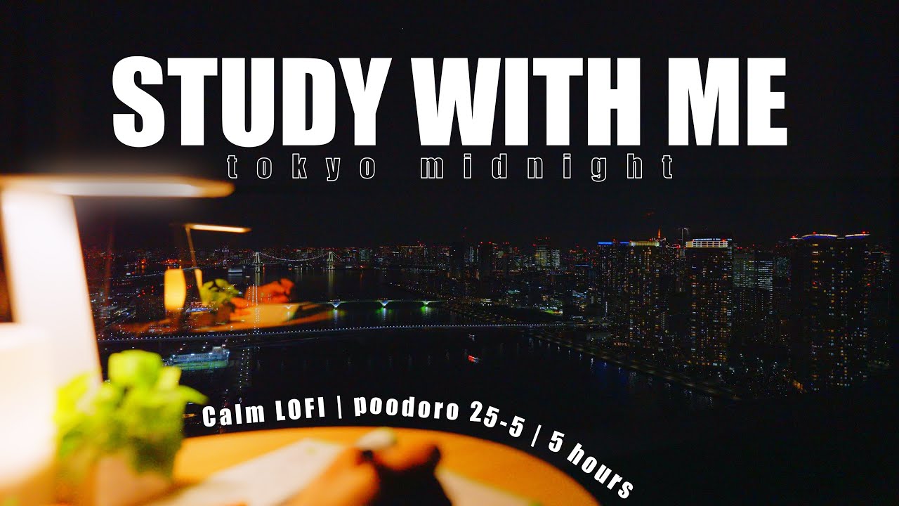 5-hour MIDNIGHT STUDY WITH ME🌟 / pomodoro timer (25/5) / BGM / Calm LOFI♬ / Focus BGM / study ...
