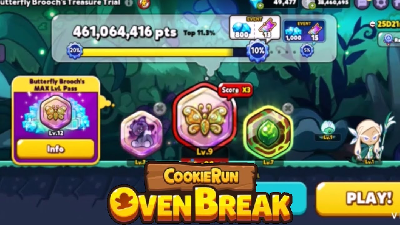 BUTTERFLY BROOCH DIAMOND RANK TREASURE TRIAL! (Cookie Run: OvenBreak ...