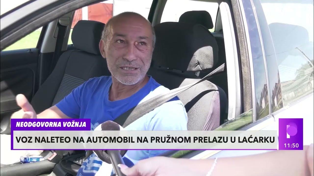 VOZ NALETEO NA AUTO KOD SREMSKE MITROVICE: Vozilo potpuno uništeno, rampa bila spuštena - YouTube