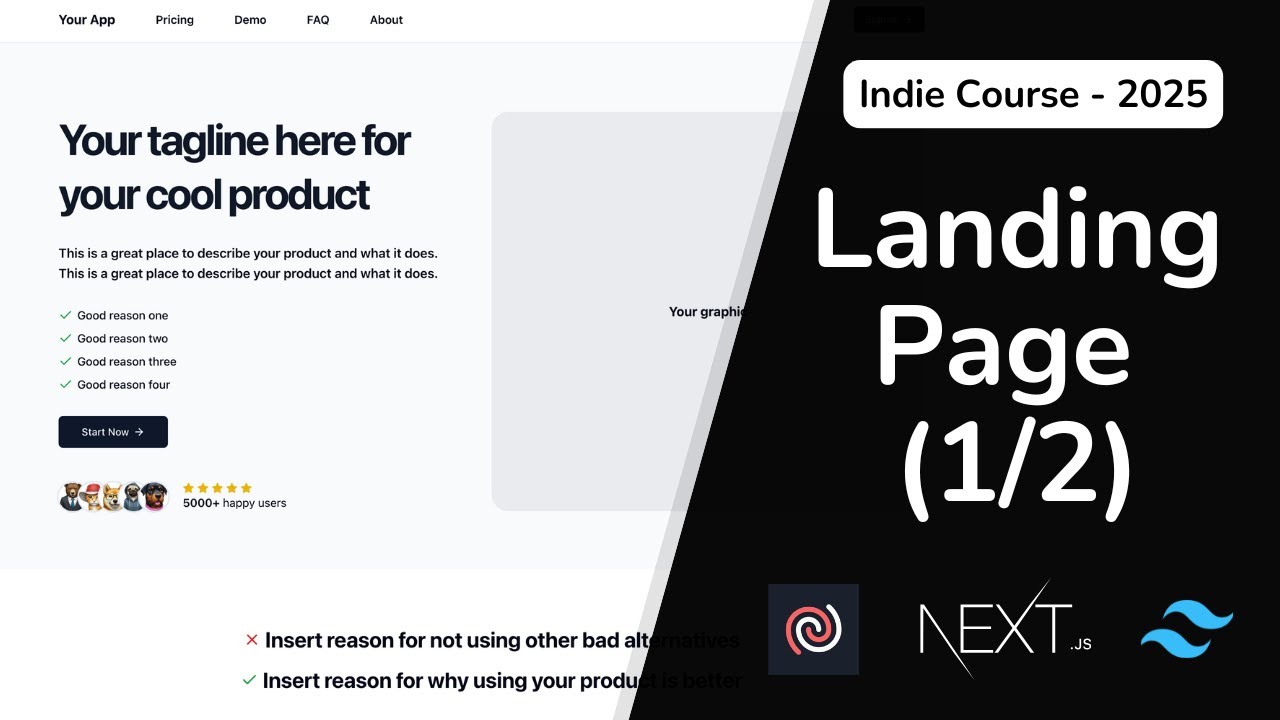 build a clean and simple saas landing page with next.js (1/2) - YouTube
