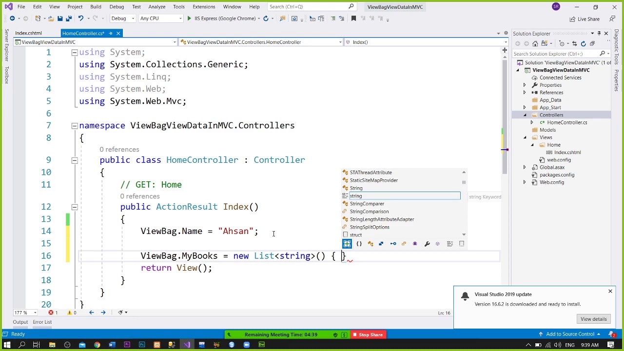 Viewbag And View Data Complete Asp Mvc Youtube