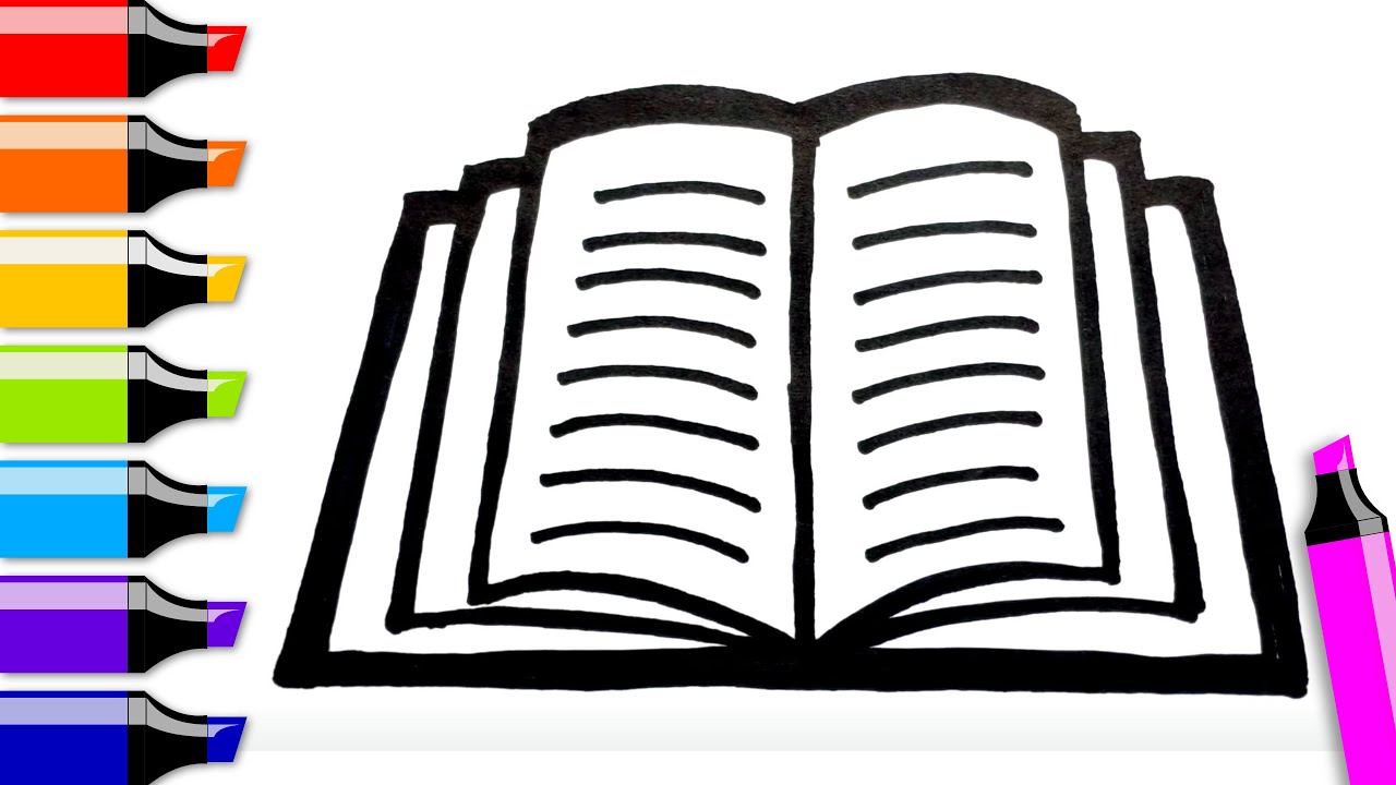 How to draw a book for kids?｜Teach kids to draw and color a book｜Kids ...