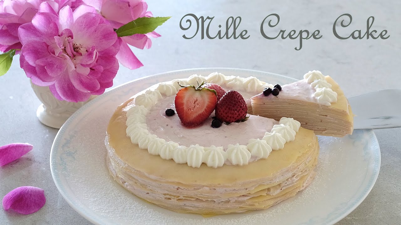 Mille Crepe Cake with Strawberry Cream Cheese| Mille Crêpe| No bake ...