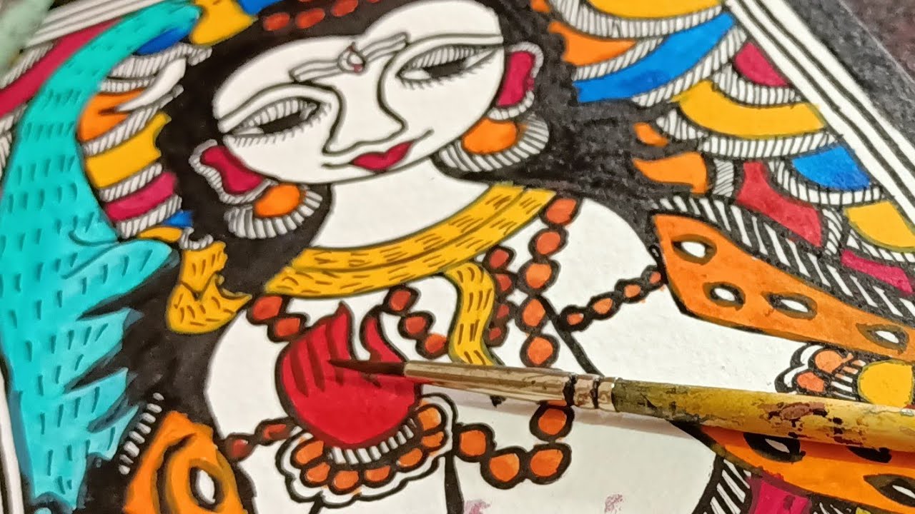 how to draw Mahadev in Madhubani painting ( Mithila painting ...