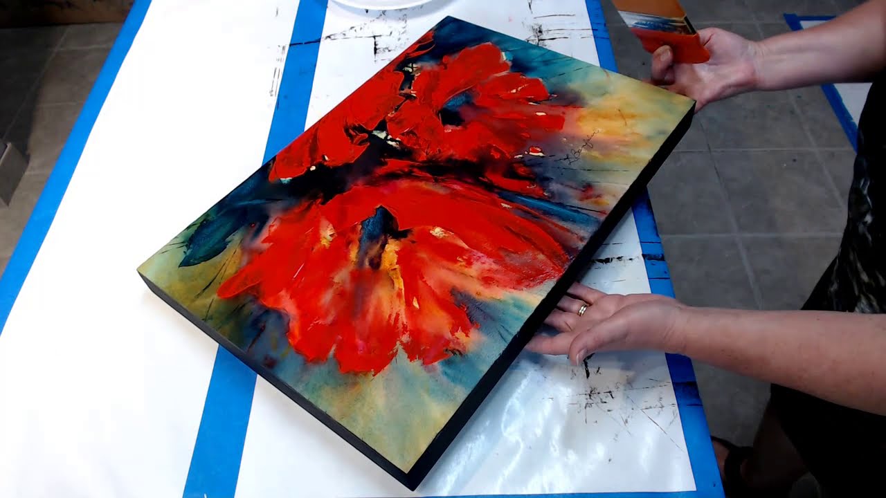 VARNISHING AN ACRYLIC ON WATERCOLOUR PAPER PAINTING MOUNTED ON CRADLED ...