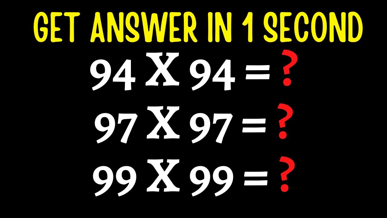 Multiplication Tricks - Squaring Instantly Numbers in their 90s - YouTube