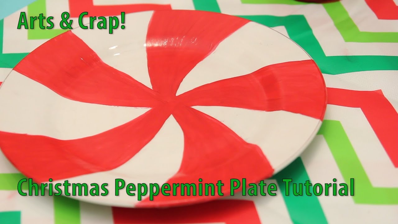 Easy Christmas Peppermint Plate Tutorial by Arts & Crap! - YouTube