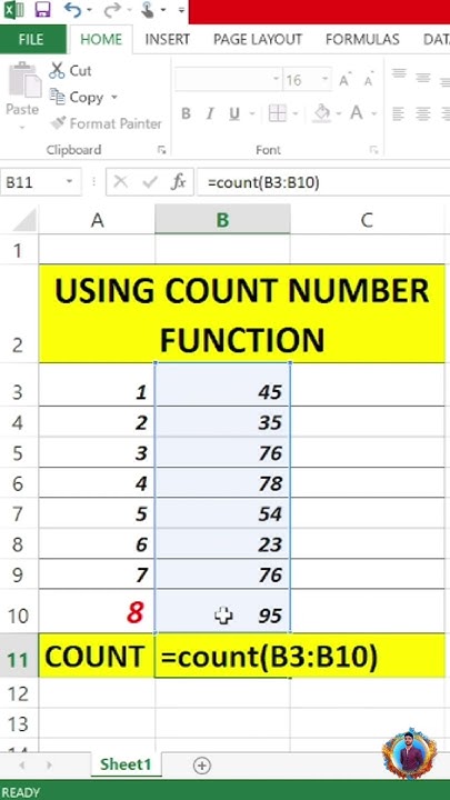 Using Count Number Function In Excel #exceltricks #exceltips #pkthakur #rbpeducationaltricks ...