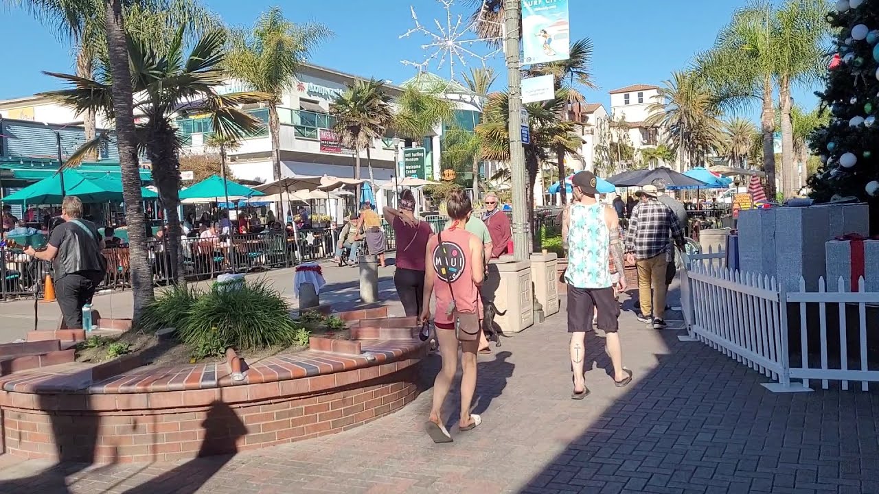 Walking tour of downtown Huntington Beach California USA - YouTube
