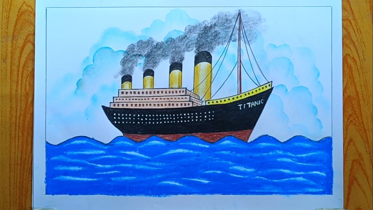 How to draw Titanic easy stepby step tutorial with Colour Pencil - YouTube