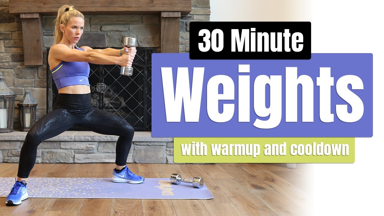 30 Minute Full Body Workout with Weights | Includes Warmup and Cool ...