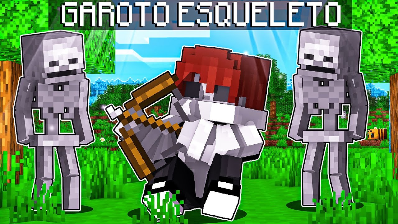 JOGANDO como um GAROTO ESQUELETO no Minecraft - YouTube