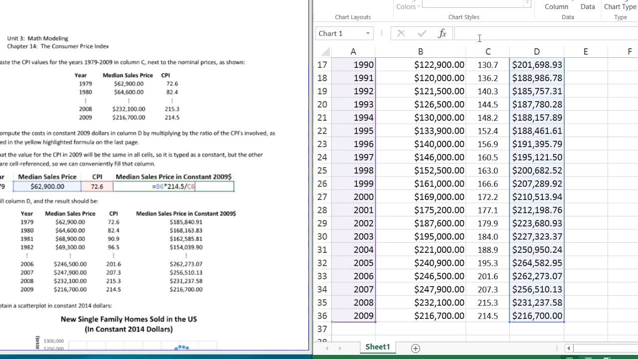 MTH 104: Consumer Price Index in Excel - YouTube