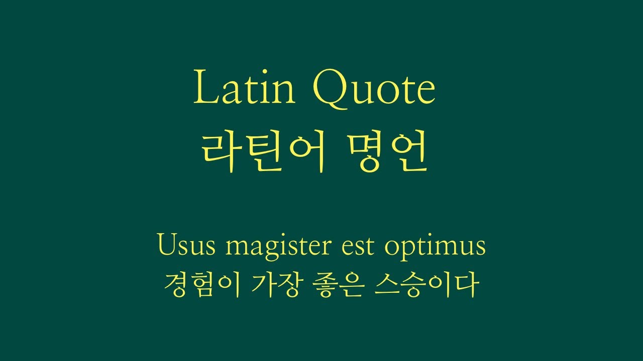라틴어 명언 Usus magister est optimus - YouTube
