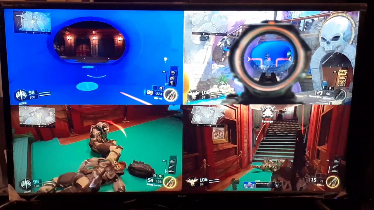call of duty black ops 3 4 player splitscreen gameplay ps4 playstation 4 mirage gaming house ...