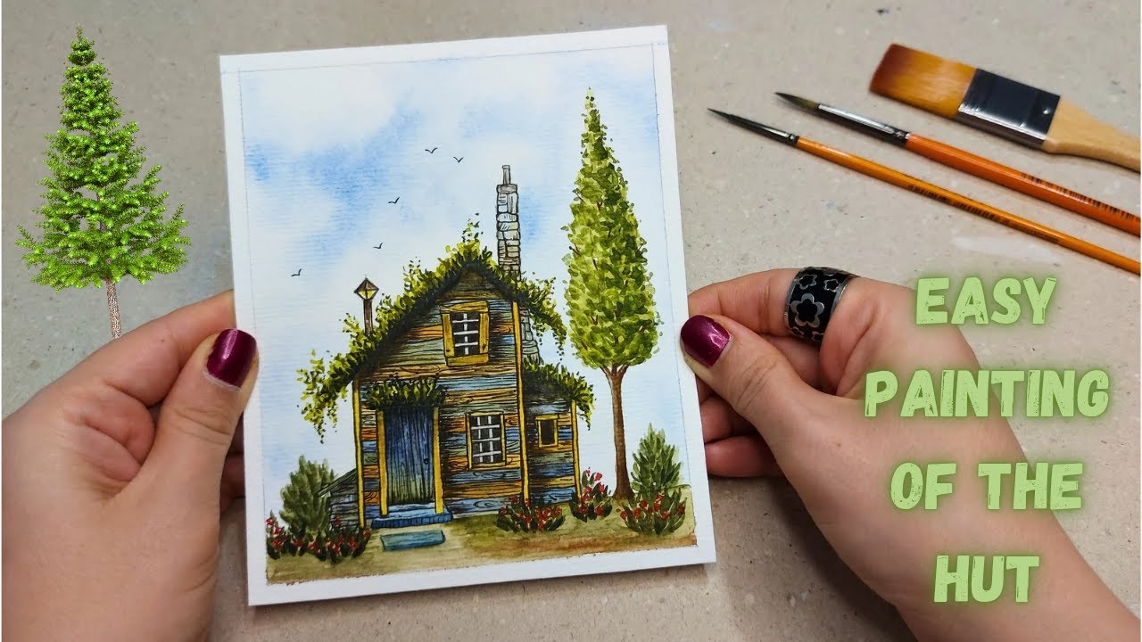 How to draw a cottage with watercolor/ how to draw a watercolor a ...