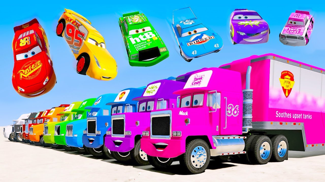 A lot of Cars Mack Truck Lightning McQueen Dinoco King Claude Scruggs ...